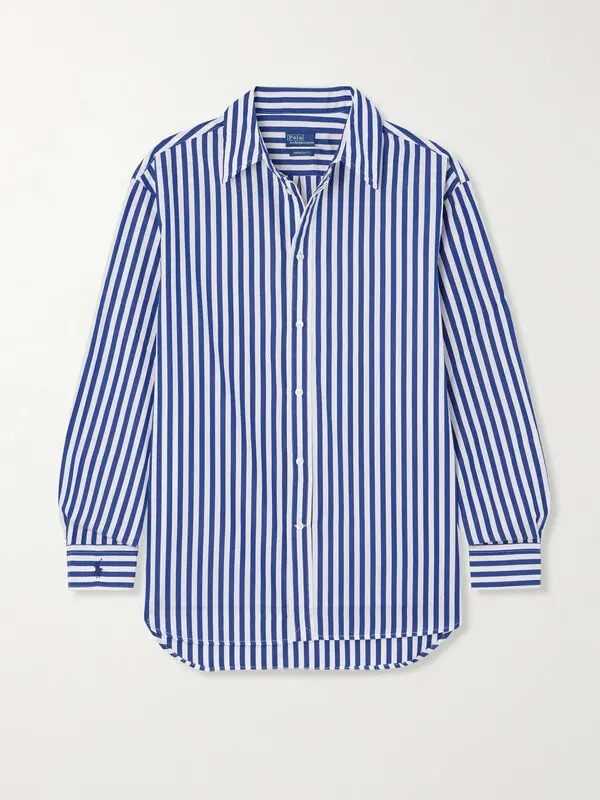 Polo Ralph Lauren Embroidered Striped Cotton-poplin Shirt