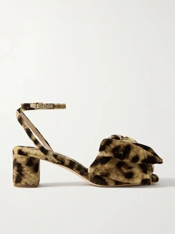 LOEFFLER RANDALL Carmen Bow-embellished Leopard-print Velvet Sandals - Animal Print