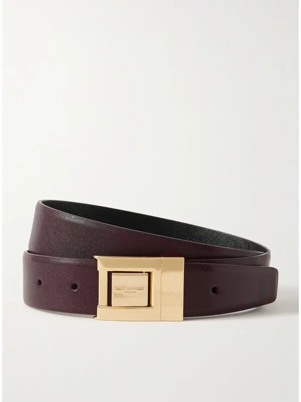 Saint Laurent Textured-leather Belt - Purple