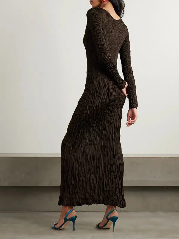 brown textured maxi dress Phi Multi/Wear Cowl Diamante Maxi Dress / Chocolate | MESHKI