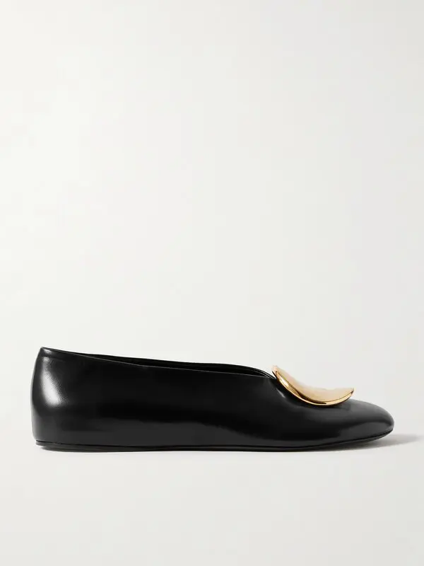 JIL SANDER Embellished Leather Ballet Flats