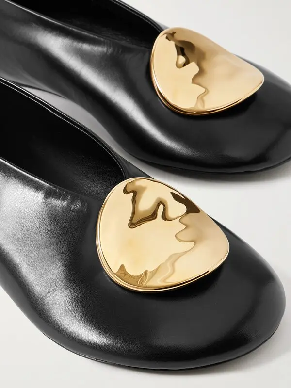 JIL SANDER Embellished Leather Ballet Flats