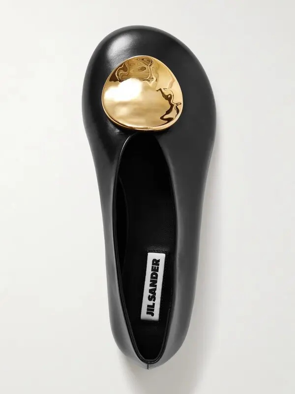 JIL SANDER Embellished Leather Ballet Flats