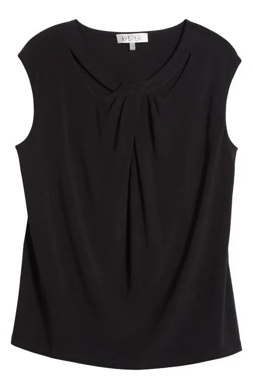 KASPER Cap Sleeve Criss-cross Top - Black