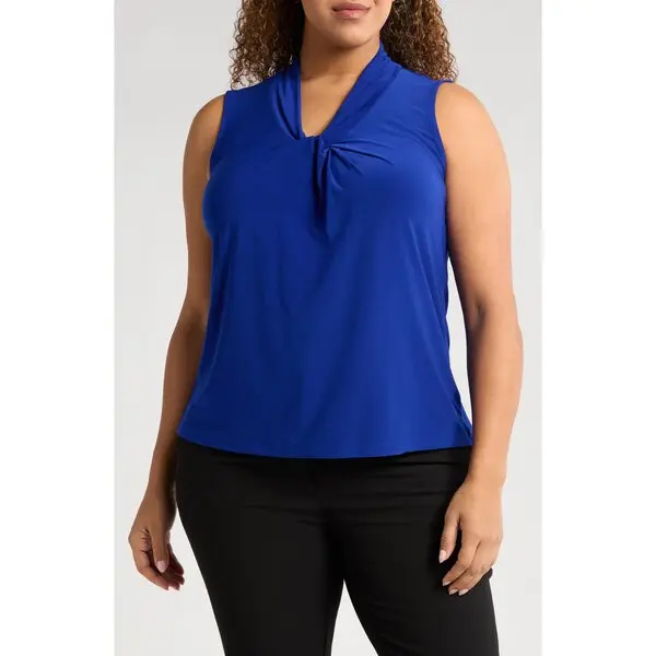 KASPER Twist Neck Sleeveless Top - Royal Signature