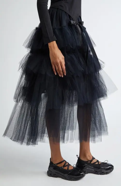 Simone Rocha Tiered Tulle Midi Skirt - Black