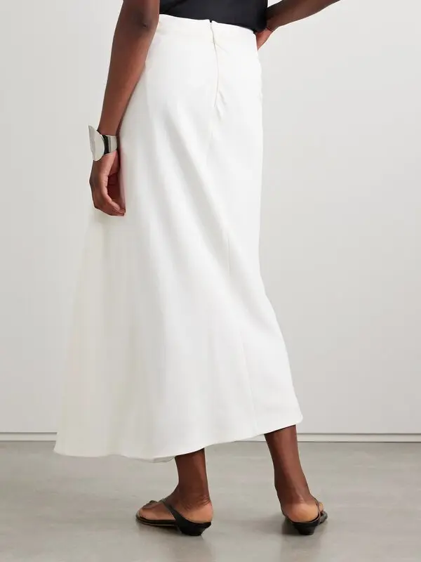 Another Tomorrow Twisted Stretch-crepe Midi Skirt - Ivory