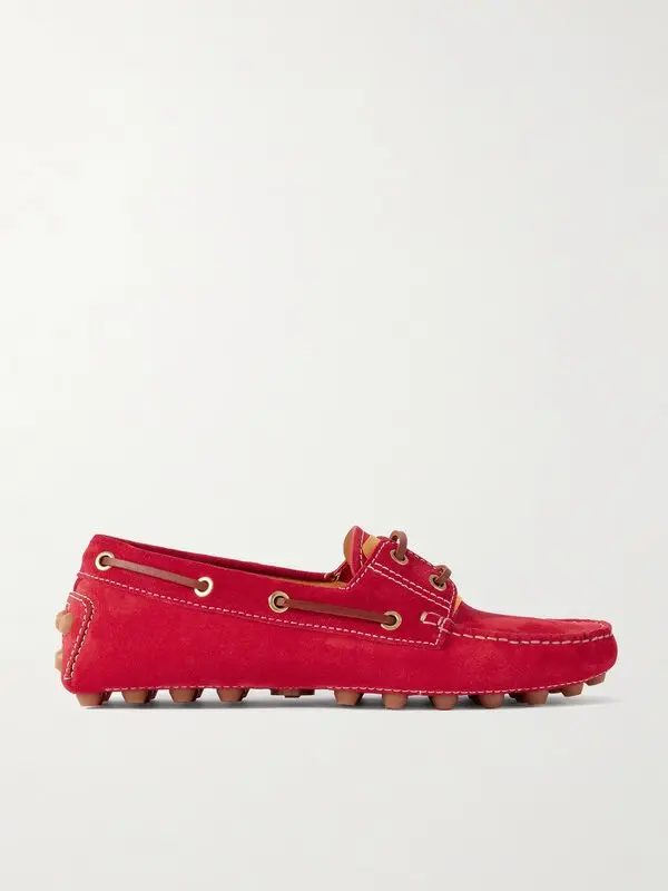 TOD'S Gommino Suede Boat Shoes - Red