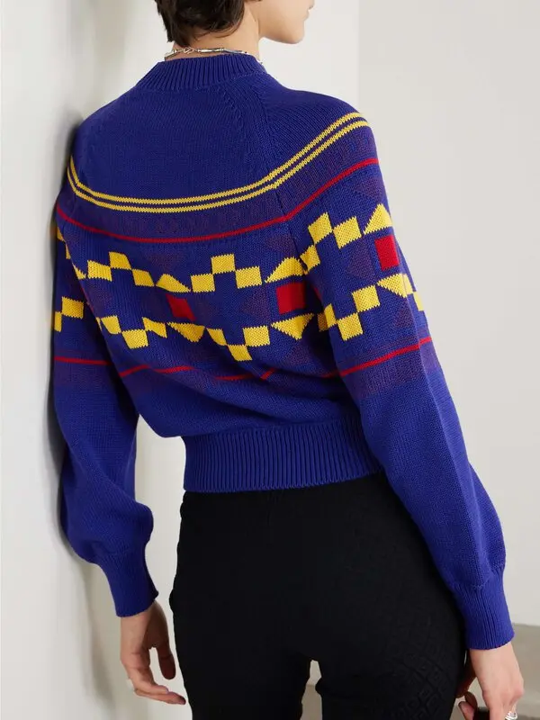 HIGH SPORT Lara Intarsia-knit Cotton-blend Sweater - Blue