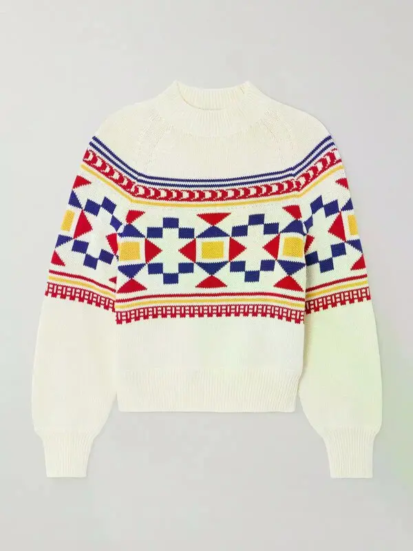 HIGH SPORT Lara Intarsia-knit Cotton-blend Sweater