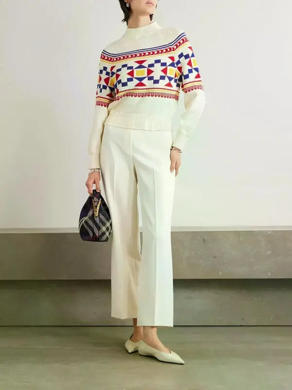 HIGH SPORT Lara Intarsia-knit Cotton-blend Sweater
