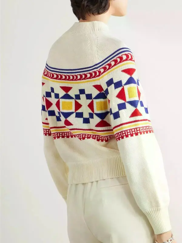 HIGH SPORT Lara Intarsia-knit Cotton-blend Sweater