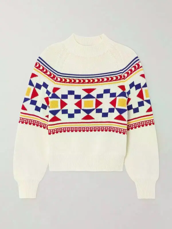 HIGH SPORT Lara Intarsia-knit Cotton-blend Sweater