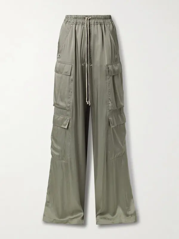Rick Owens Satin Wide-leg Cargo Pants