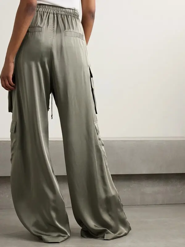 Rick Owens Satin Wide-leg Cargo Pants