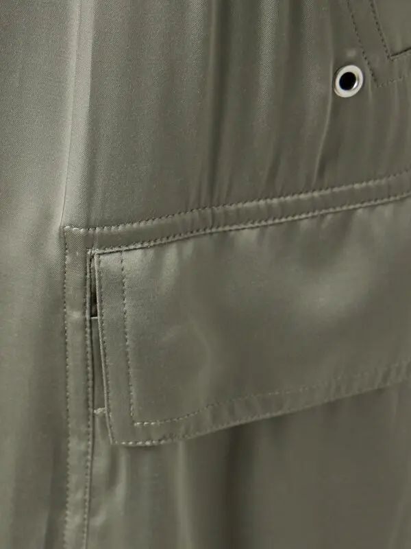 Rick Owens Satin Wide-leg Cargo Pants