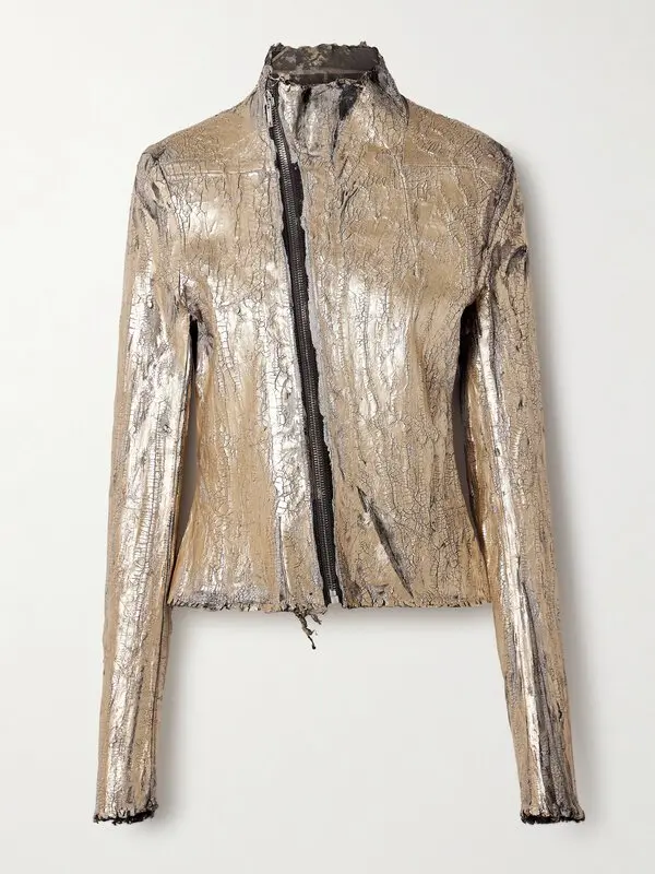 Rick Owens Gary Coated Leather-blend Biker Jacket - Gold