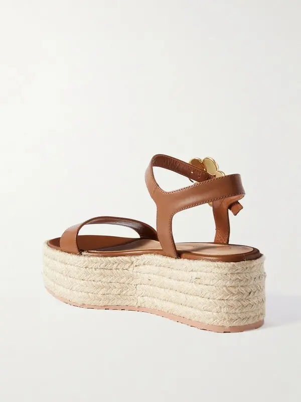 GIANVITO ROSSI 40 Embellished Leather Espadrille Sandals