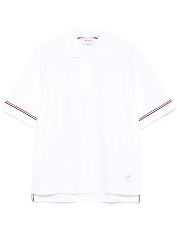 Thom Browne Rwb-stripe Cotton Polo Shirt - White