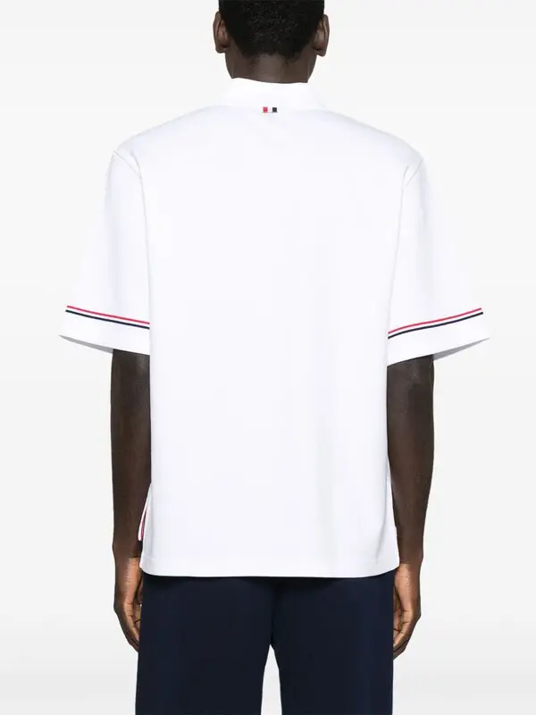 Thom Browne Rwb-stripe Cotton Polo Shirt - White