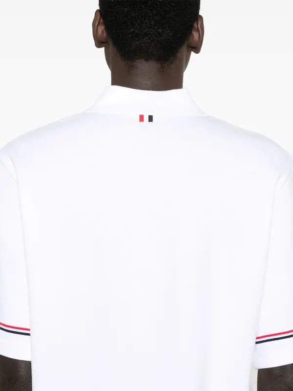 Thom Browne Rwb-stripe Cotton Polo Shirt - White