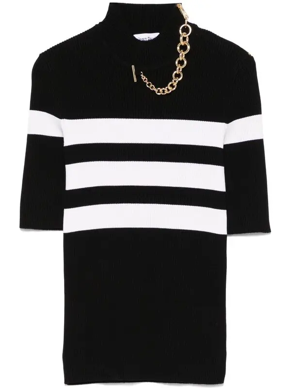 Jean Paul Gaultier Striped Knit Top - Black