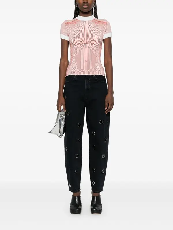 JEAN PAUL GAULTIER Morphing Pinstripes T-shirt - Green