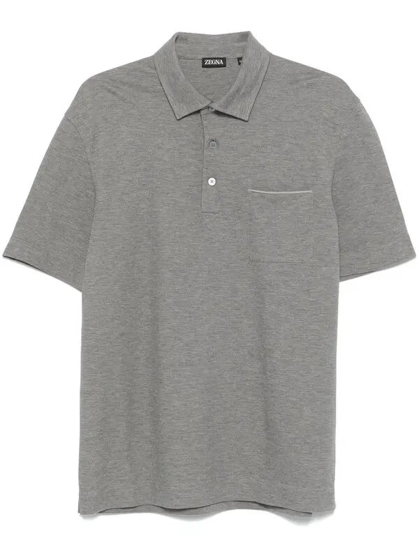 Zegna Cotton Polo Shirt - Grey
