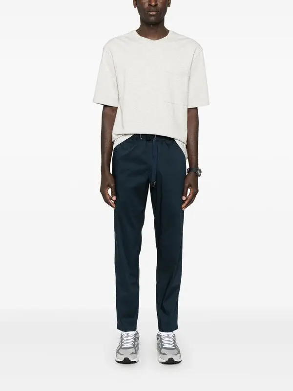 WHITE SAND Belted Elasticated-waist Trousers - Blue