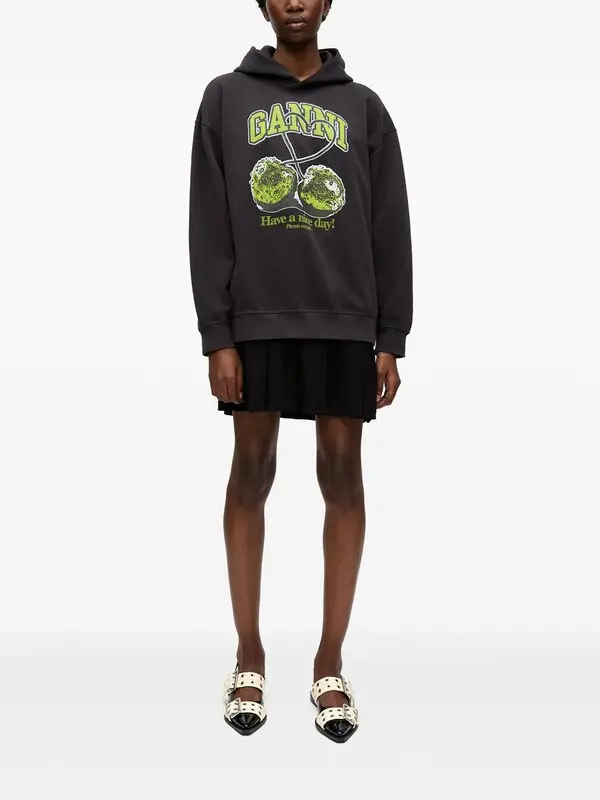 GANNI Printed Hoodie - Black