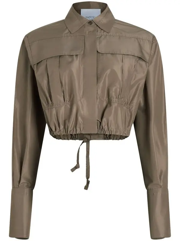 PATOU Cropped Faille Safari Shirt - Brown