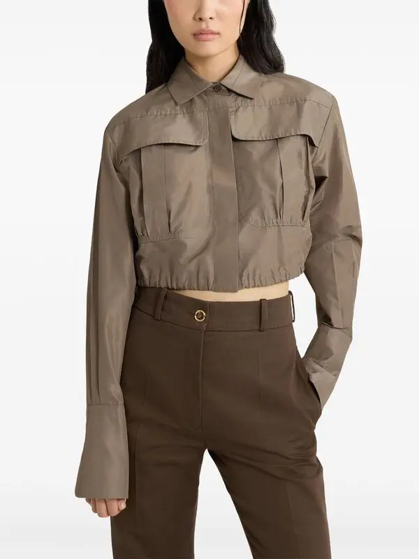 PATOU Cropped Faille Safari Shirt - Brown