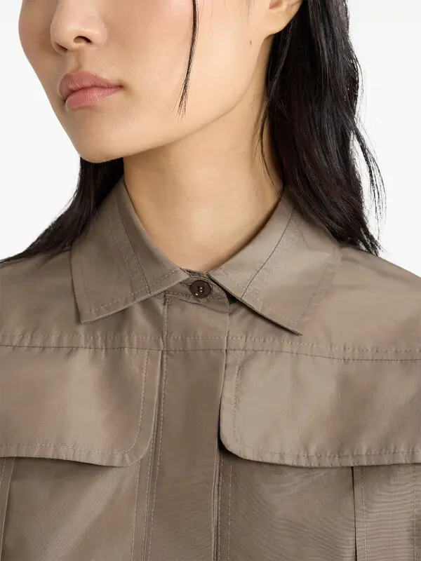 PATOU Cropped Faille Safari Shirt - Brown