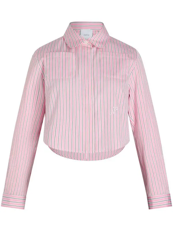 PATOU Cropped Printed Poplin Shirt - Pink