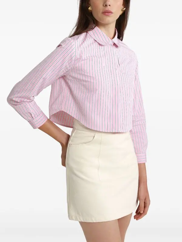 PATOU Cropped Printed Poplin Shirt - Pink