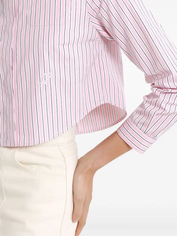 PATOU Cropped Printed Poplin Shirt - Pink
