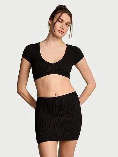 Victoria's Secret Swim Crinkle Cover-up Skirt - Black