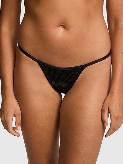 Pink Wink™ Lace Micro Thong Panty - Black
