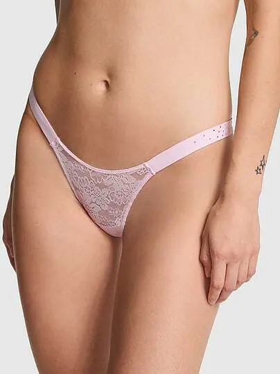 Pink Logo Cotton Micro Thong Panty - Pink