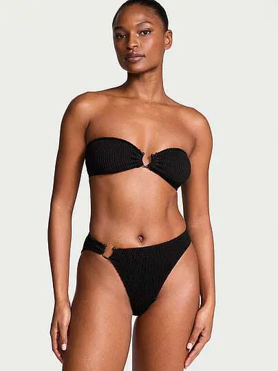 Victoria's Secret Crinkle Ring Bandeau Bikini Top - Black