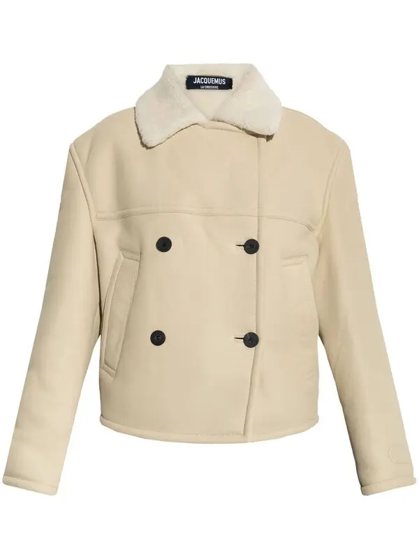 Jacquemus Double-breasted Shearling Jacket - Neutrals
