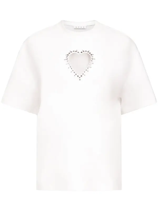 AREA Crystal-embellished Cut-out T-shirt - White