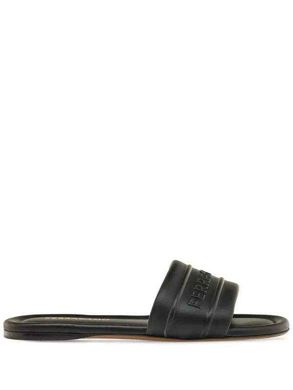 FERRAGAMO Logo-embossed Slides - Black