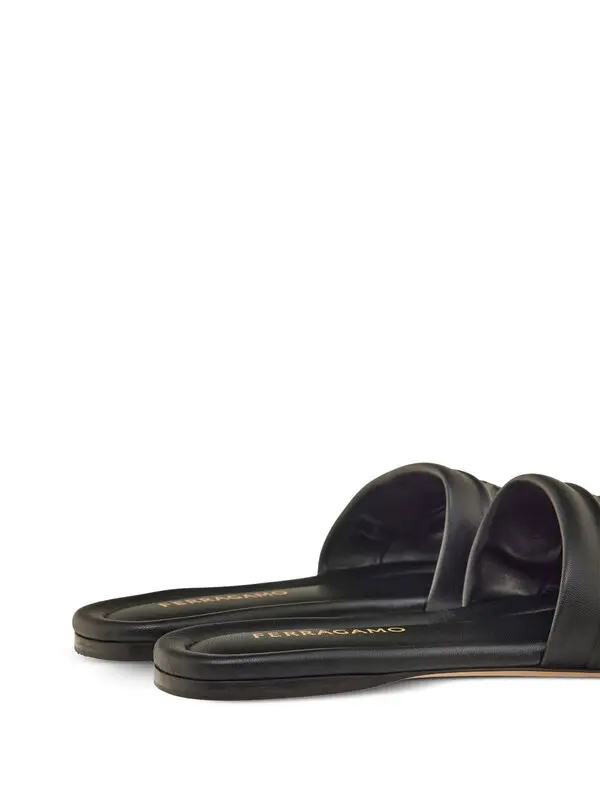 Ferragamo Logo-Embossed Slides In Black - 30% Off | Editorialist display picture 1