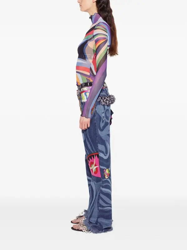 Emilio Pucci Marmo-print Embellished Jeans