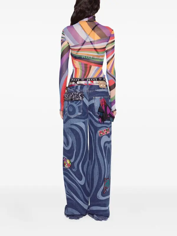 Emilio Pucci Marmo-print Embellished Jeans
