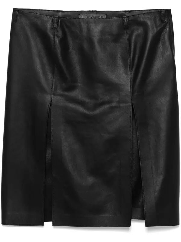 Attico Mini Leather Skirt - Black