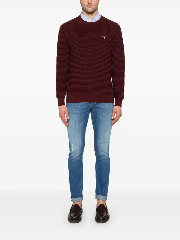 Gant Textured Cotton Sweater - Red