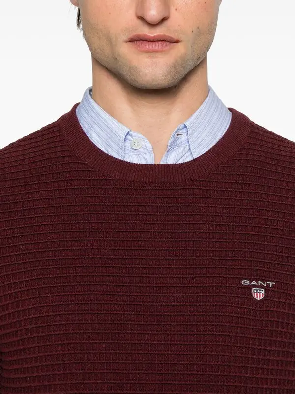 Gant Textured Cotton Sweater - Red