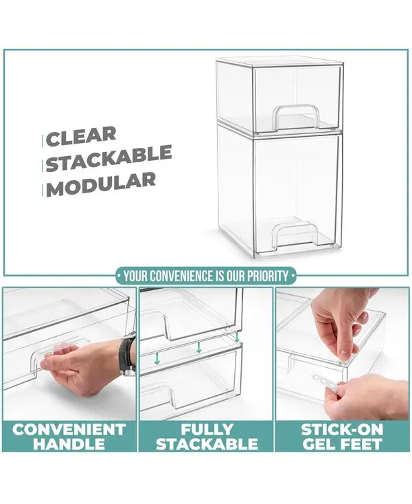 SORBUS 2 Piece Makeup Organizer Case With Pull-out Drawers